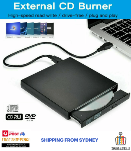Portable External Drive USB Burner CD RW DVD ROM Reader Writer For Mac ...