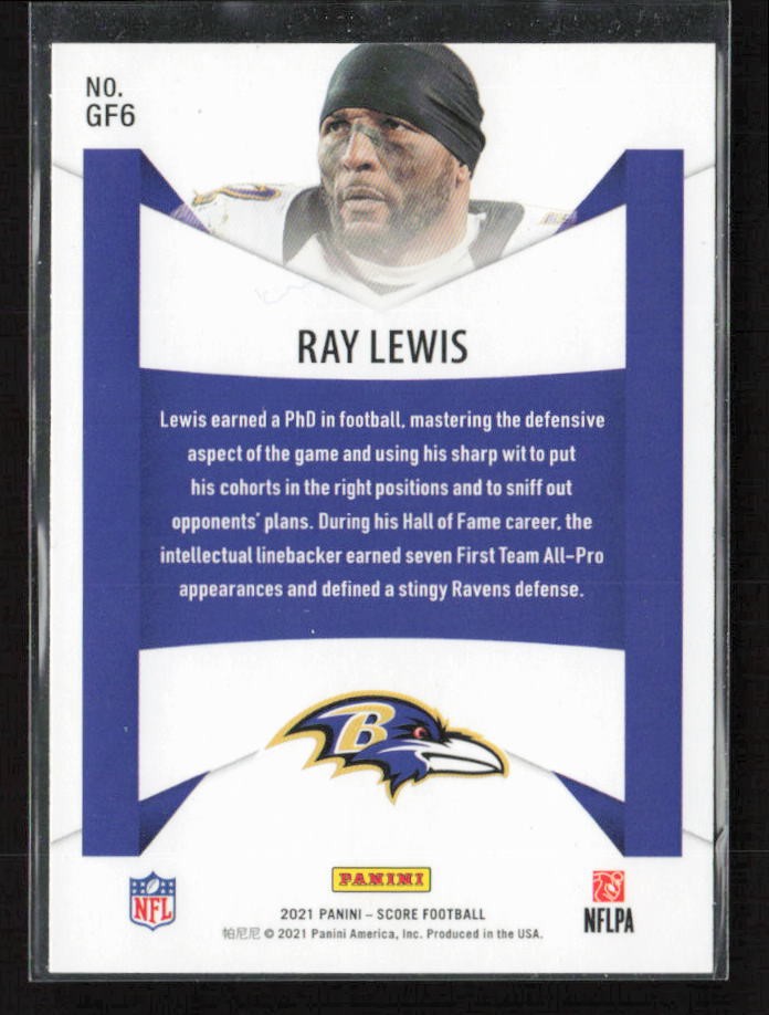 2021 Score #GF6 Ray Lewis Game Face Baltimore Ravens (R) | eBay