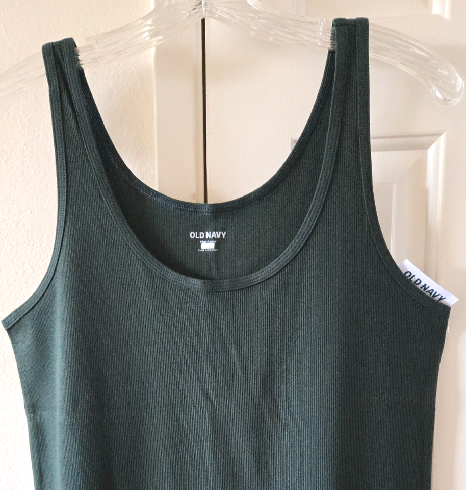 Hot Color! Old Navy Dark Forest Green Fitted Ribbed Tank Top XL 14 16 ...