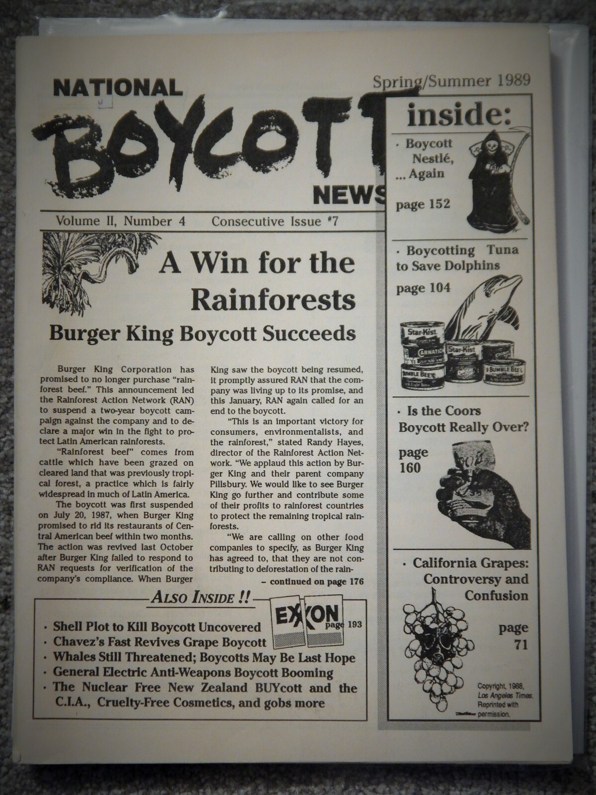 NATIONAL BOYCOTT NEWS MAGAZINE SPRING / SUMMER 1989, RARE COLLECTIBLE ...