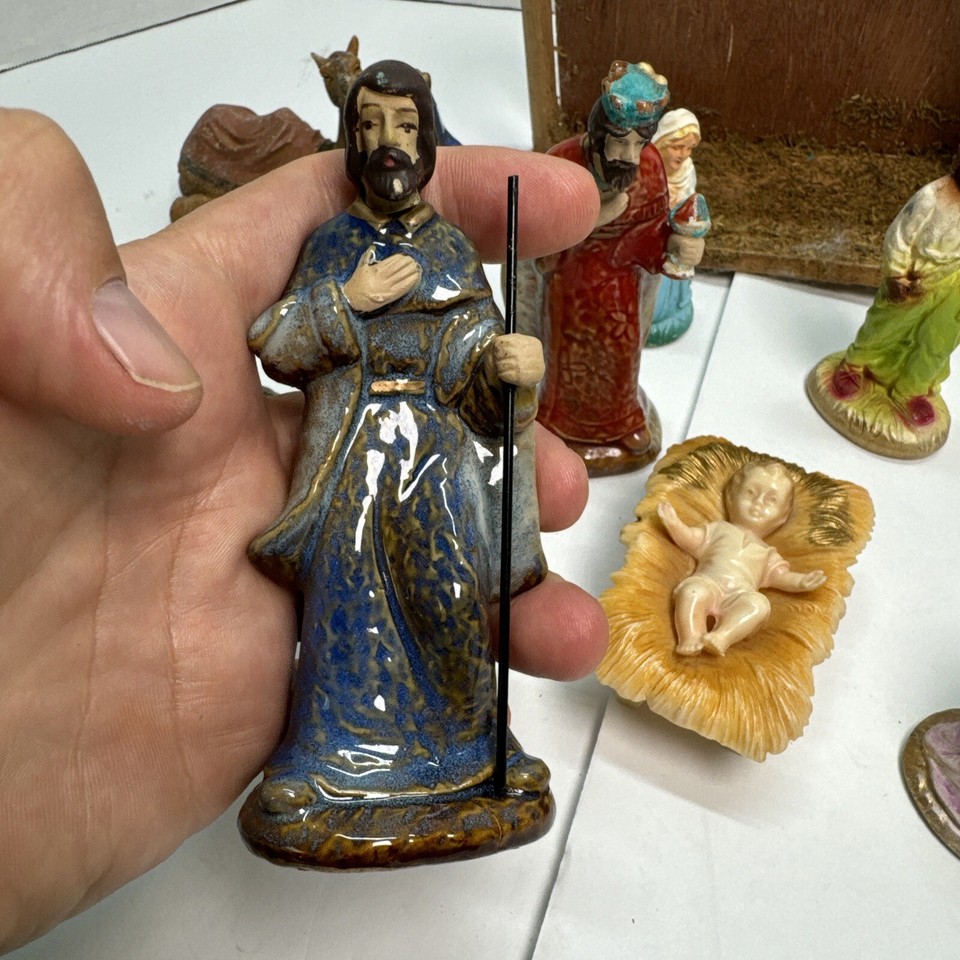 Lot of Vintage Nativity Set Chalkware Figures Christmas Baby Jesus ...
