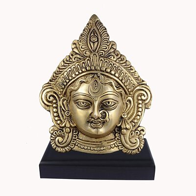 Brass Durga Face Mask with Base Statue Idol Sculpture Figurine 8 inches ...