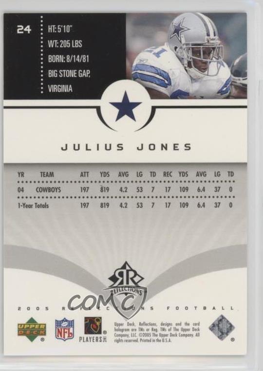 2005 Upper Deck Reflections - Black #24 Julius Jones /25 for sale ...