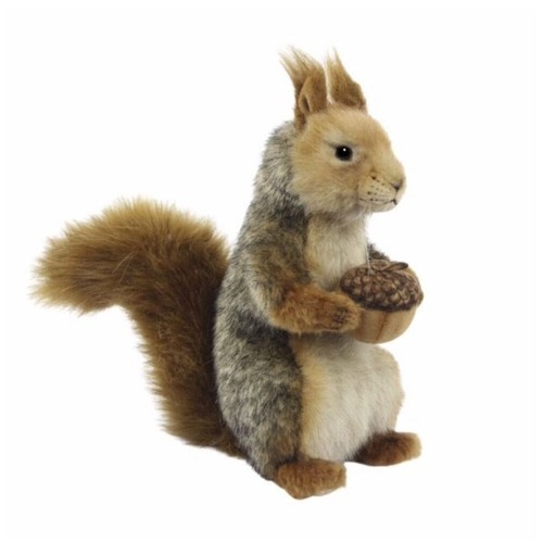 Grey Squirrel Sitting with Nut Soft Plush Toy 9"/23cm Hansa ...