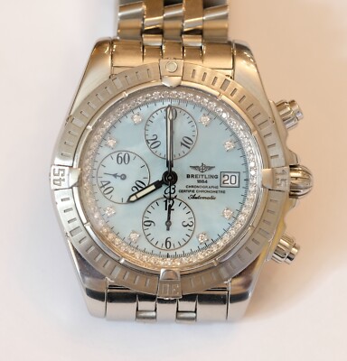 Mens Breitling A13356 44mm Chronomat Evolution w/ Diamond MOP Dial ...