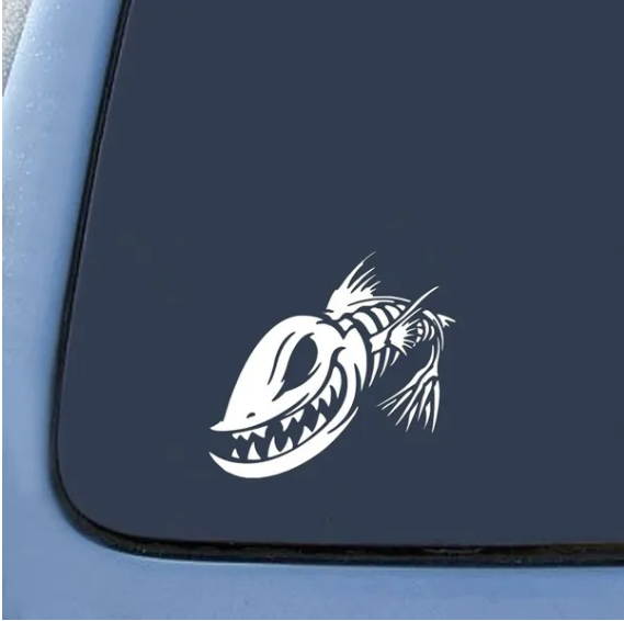Fish Skeleton Skull Decal Fishing Tumbler Car Window Boat Stickers | eBay