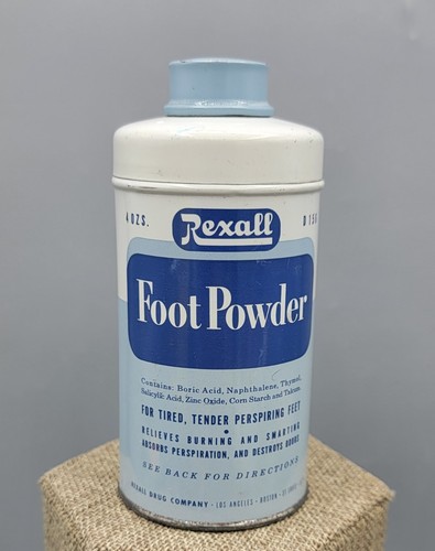 Vintage Rexall Drug Company Foot Powder Metal Tin Retro Remedy | eBay