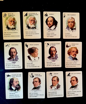 (Lot B) 12 1951 Whitman Single Swap Playing Cards 1951 Famous Authors ...