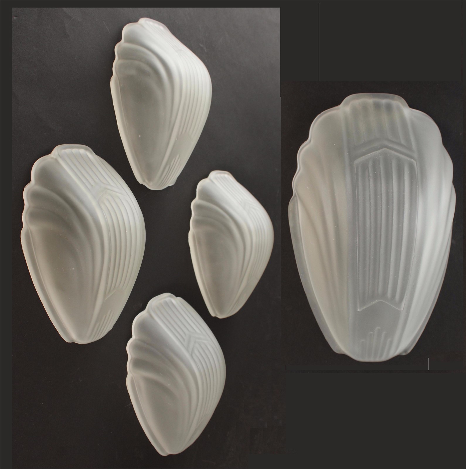 4 Markel Replacement Light Fixture Art Deco Chevron Frosted Glass Slip ...
