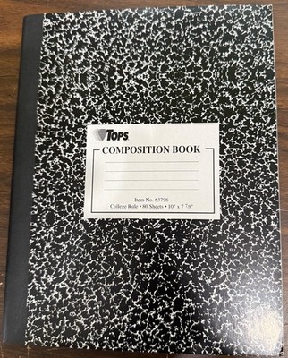 Tops Composition Book w/Hard Cover 10" x 7 7/8" - 80 Sheets - # 63798 ...