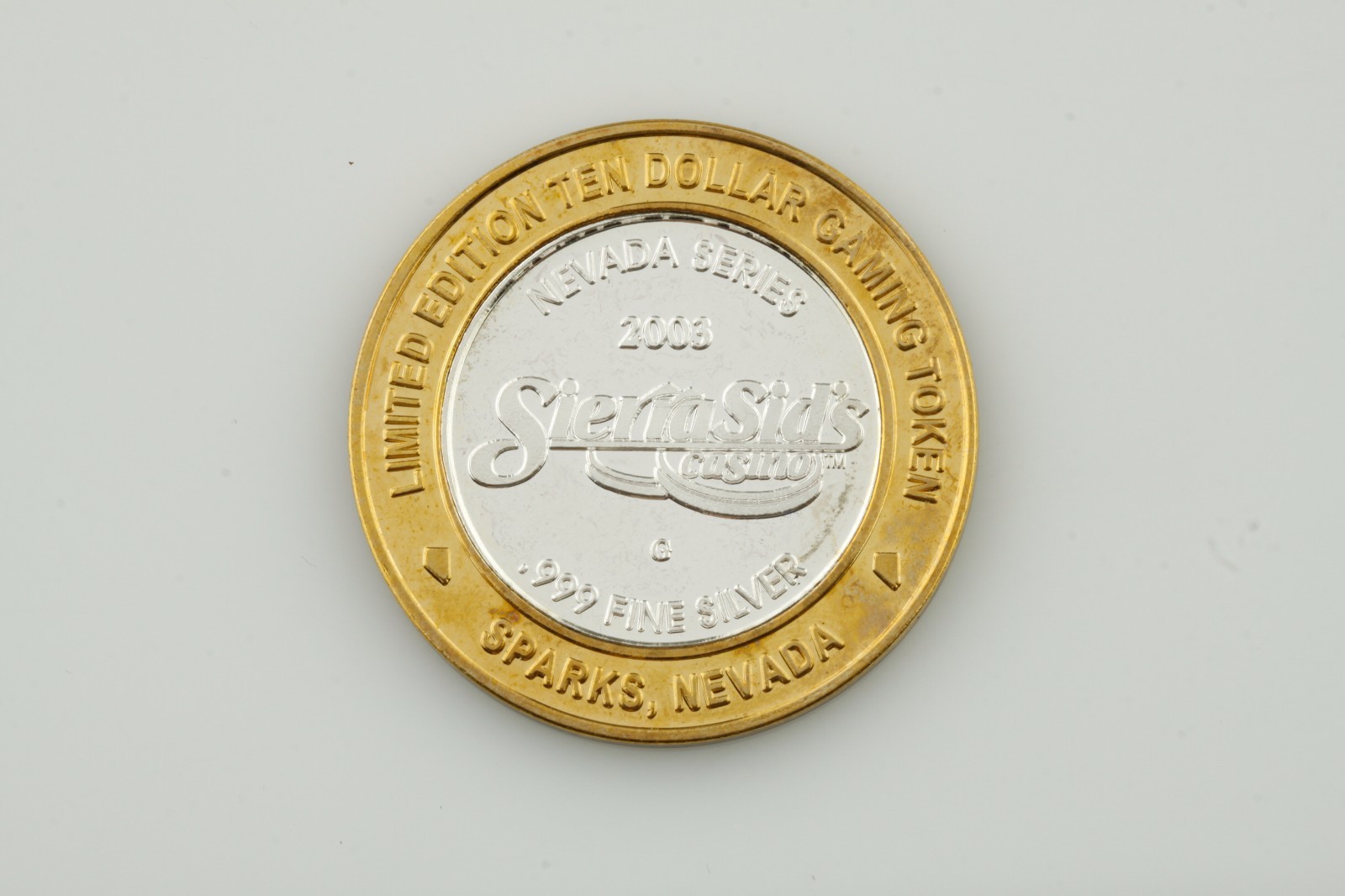 SIERA SID'S, SPARKS NV, $10 TEN DOLLAR GAMING TOKEN .999 FINE SILVER ...