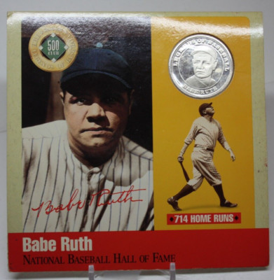 Babe Ruth National Baseball Hall of Fame 500 Club 20g .999 Silver Metal ...