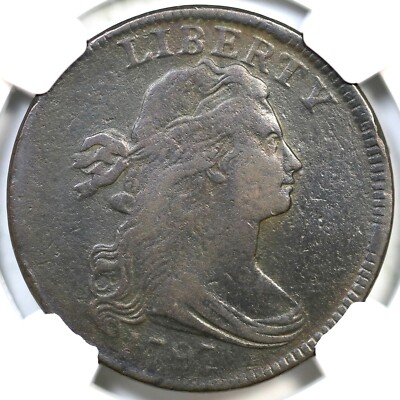 1797 S-132 R-5+ NGC Fine Details Stemless Wreath Draped Bust Large Cent ...