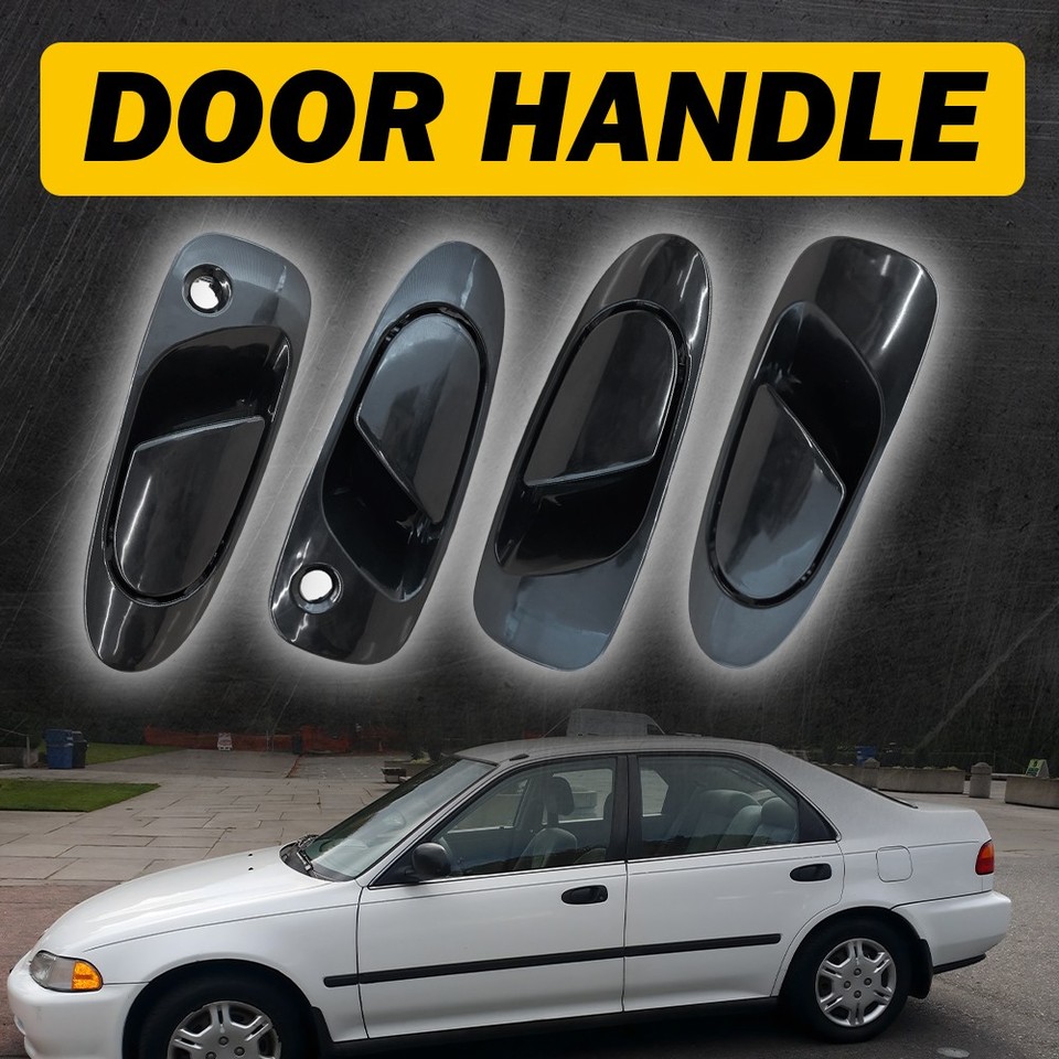 Set Of 4 Door Handles Black Exterior Right Left Front Rear for 92-95 ...