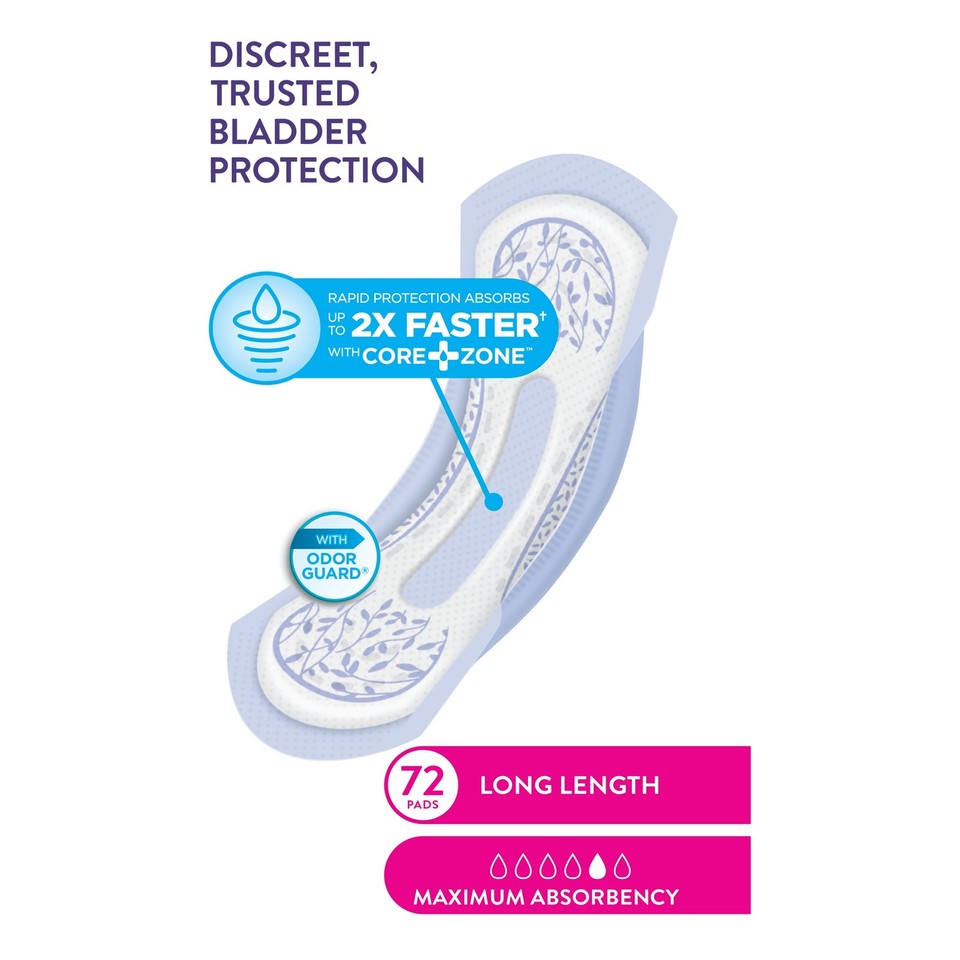 Equate Options Women's Incontinence Pads Maximum Absorbency,Long Length ...