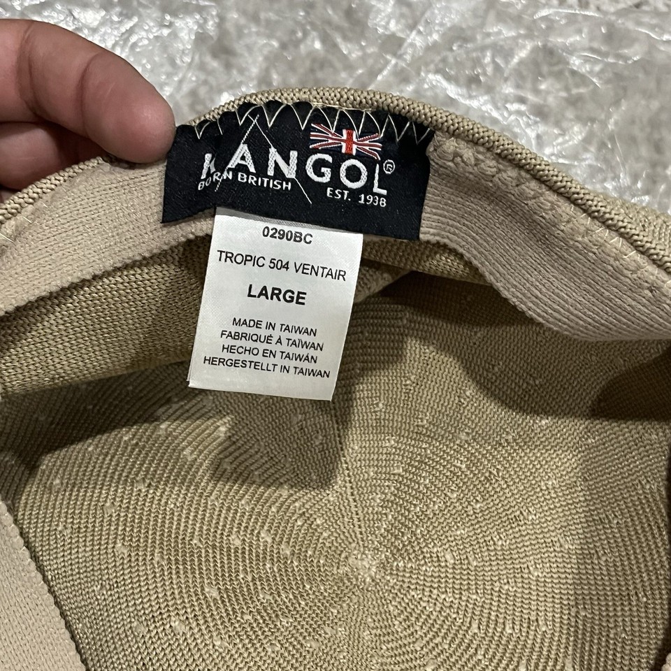 Kangol Hat Large Beige Green Tropic 504 Mesh Ventair Flat Cap Beret ...