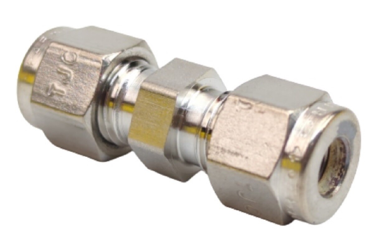 Parker 4SC4-316-NC 1/4" Straight Double Ferrule Flareless Union Tube ...