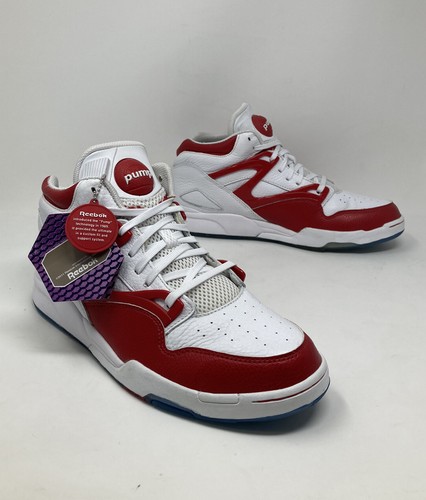 Reebok The Pump white/red leather basketball sneakers men’s size US 11 ...