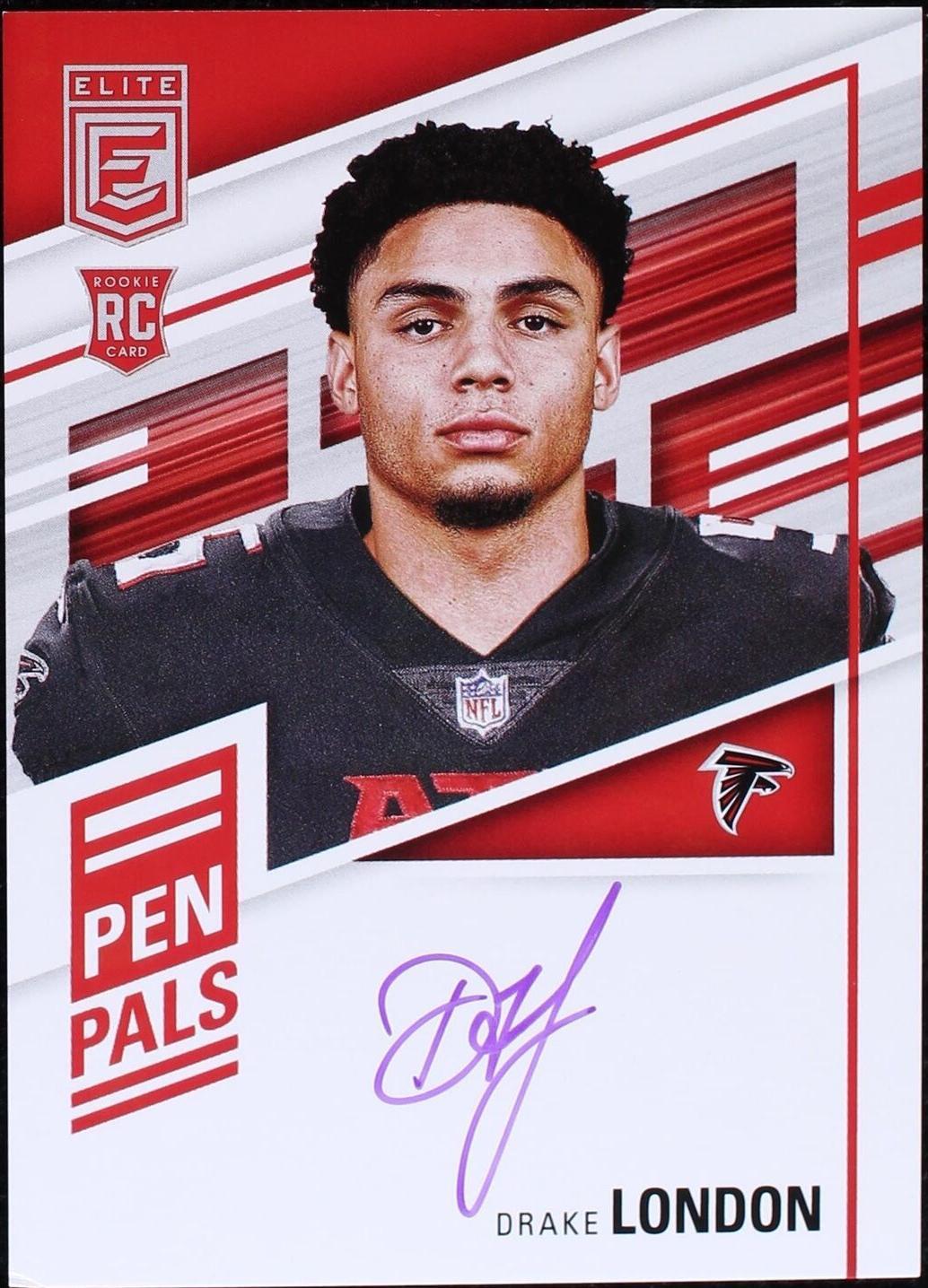 2022 Panini Donruss Elite - Pen Pals Drake London #PP-DL Purple Ink (AU ...