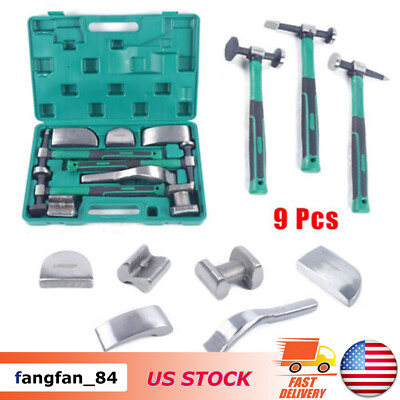 9pcs Set Hand Car Auto Body Work Hammer Fender Tool Dent Crowbar Repair ...