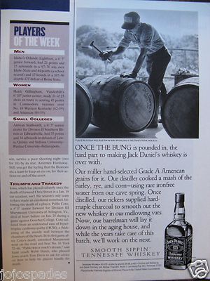 1993 Jack Daniel's Pounding Bung In Barre 1/2 Page Original Print Ad-8. ...