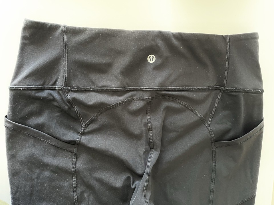 Lululemon Leggings Black Size 12 Long Leg Flat Waistband Outer Thigh ...