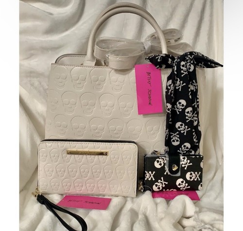 Betsey Johnson Skull Embossed Satchel Bag Set | eBay