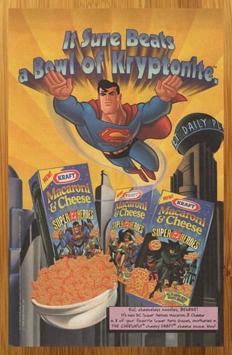 1998 Kraft Macaroni & Cheese DC Super Heroes Print Ad/Poster Superman ...
