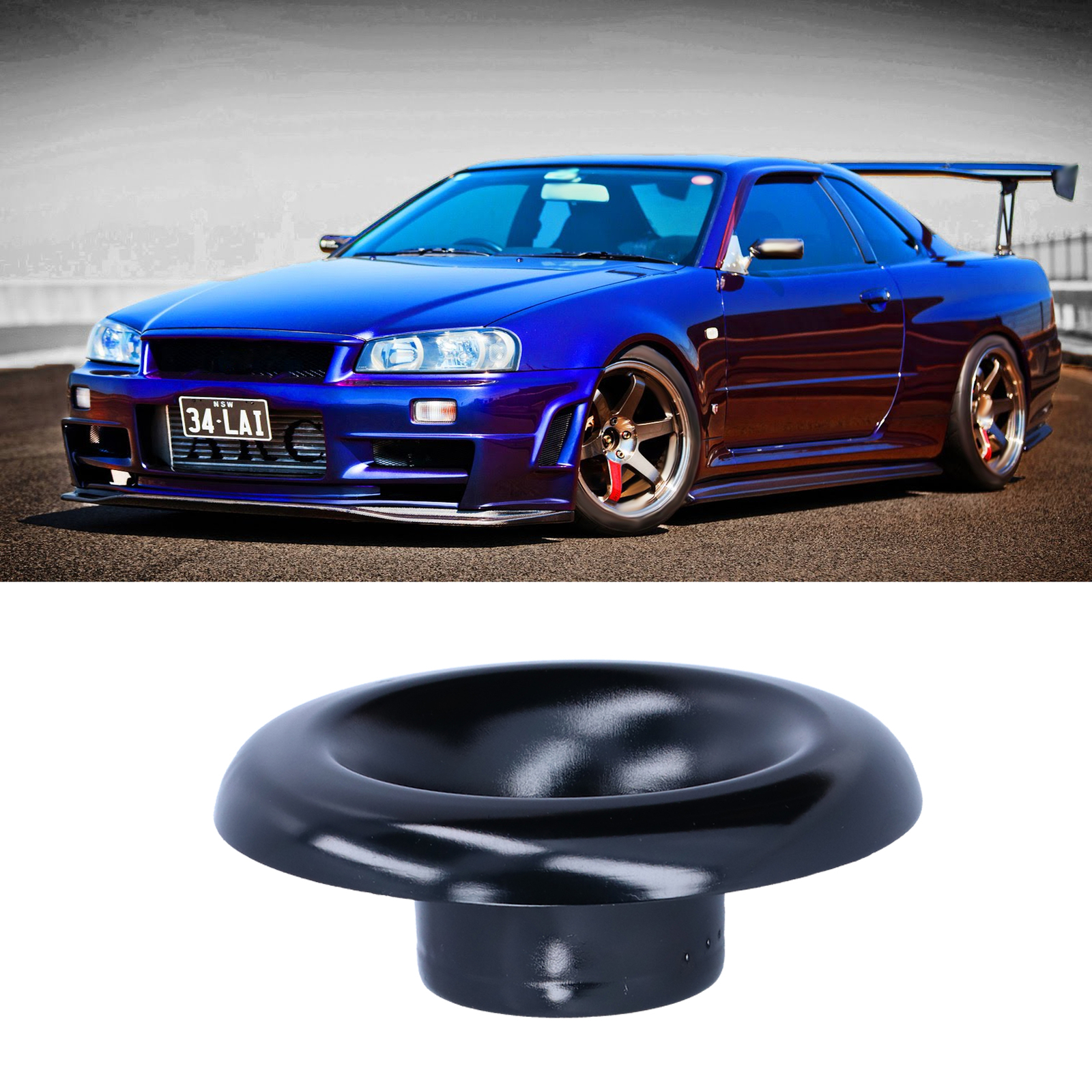 Car 4in Cold Air Intake Turbo Horn Velocity Stack Adapter Decoration ...