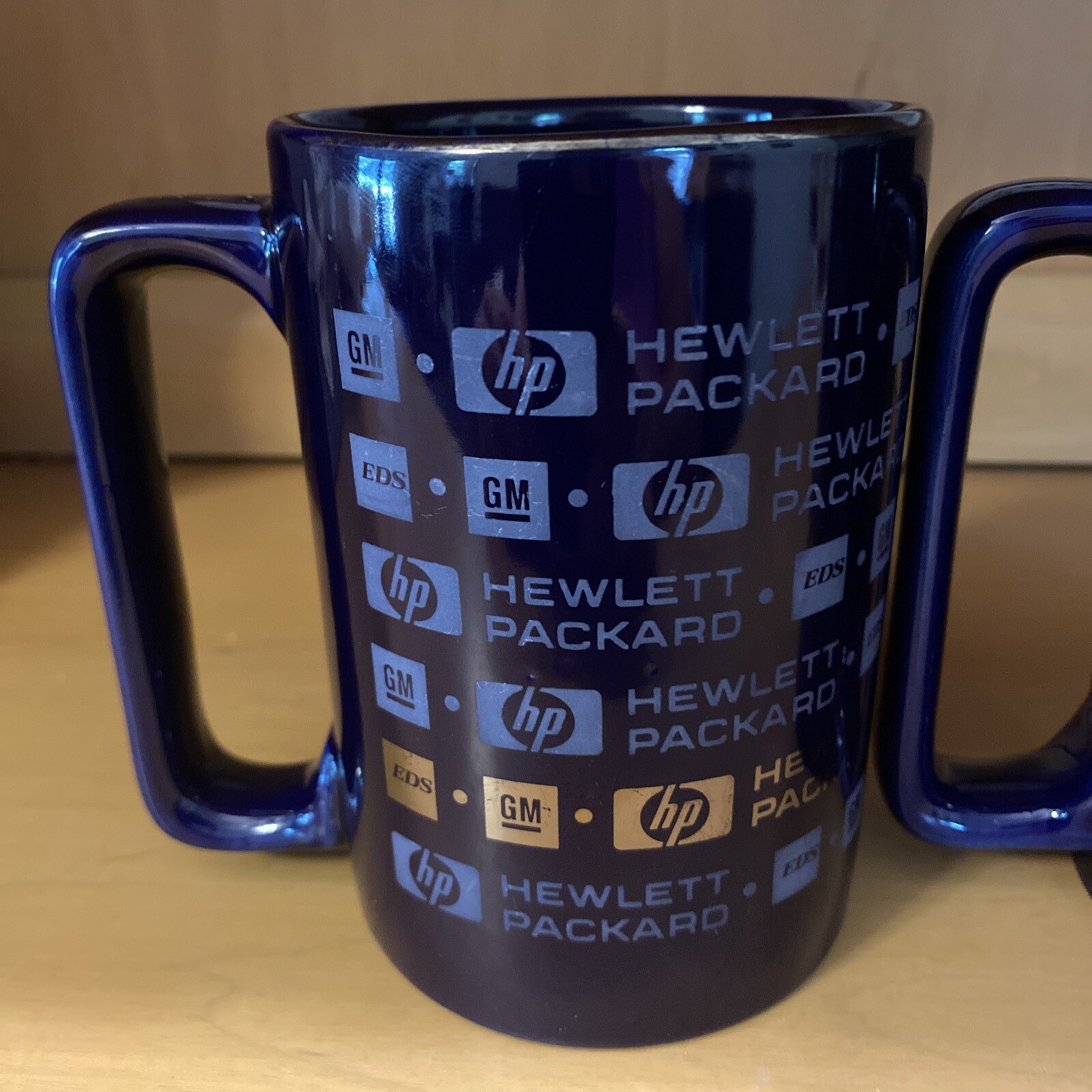 Hewlett Packard Computer Advertising Mug Set Of 2 Rare Navy With Gold ...