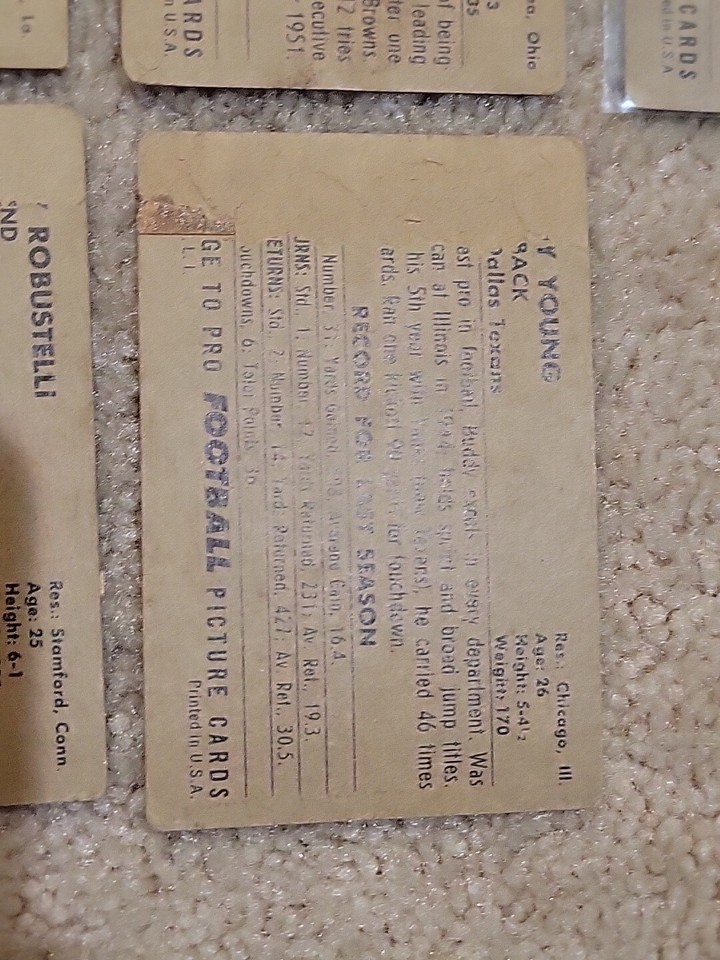 RARE LOT OF (10) 1952 BOWMAN FOOTBALL POOR CONDITION CARDS SEE PHOTOS ...