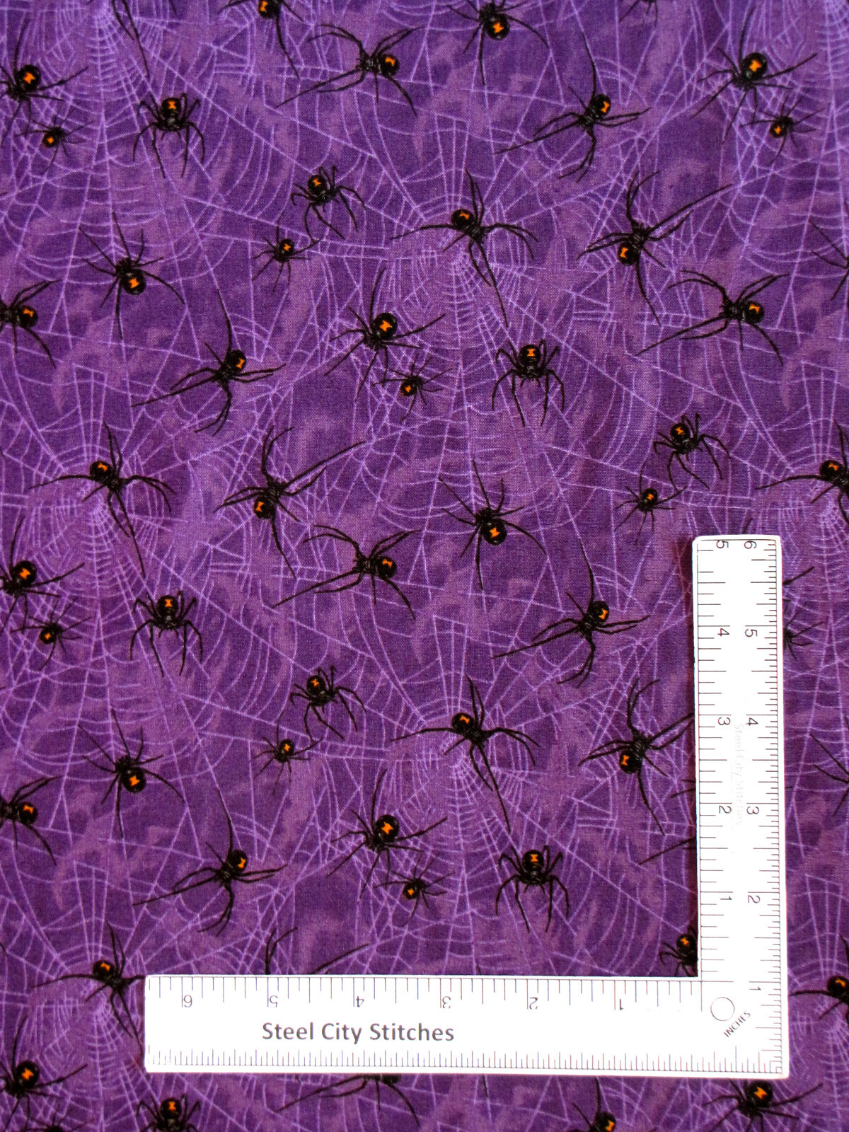 Halloween Spiders Webs Fabric Purple Mystery Manor Cotton Andover By ...