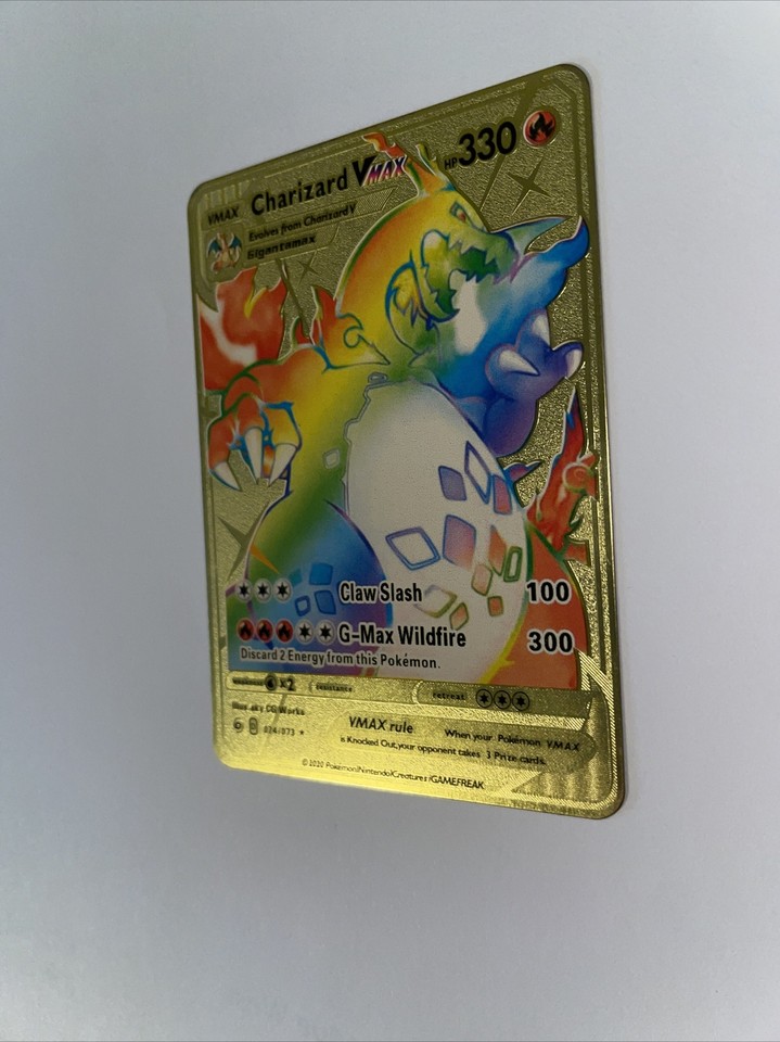 Pokemon TCG Charizard Vmax Gold Plated 074/073 HP 330 Rainbow - Super ...