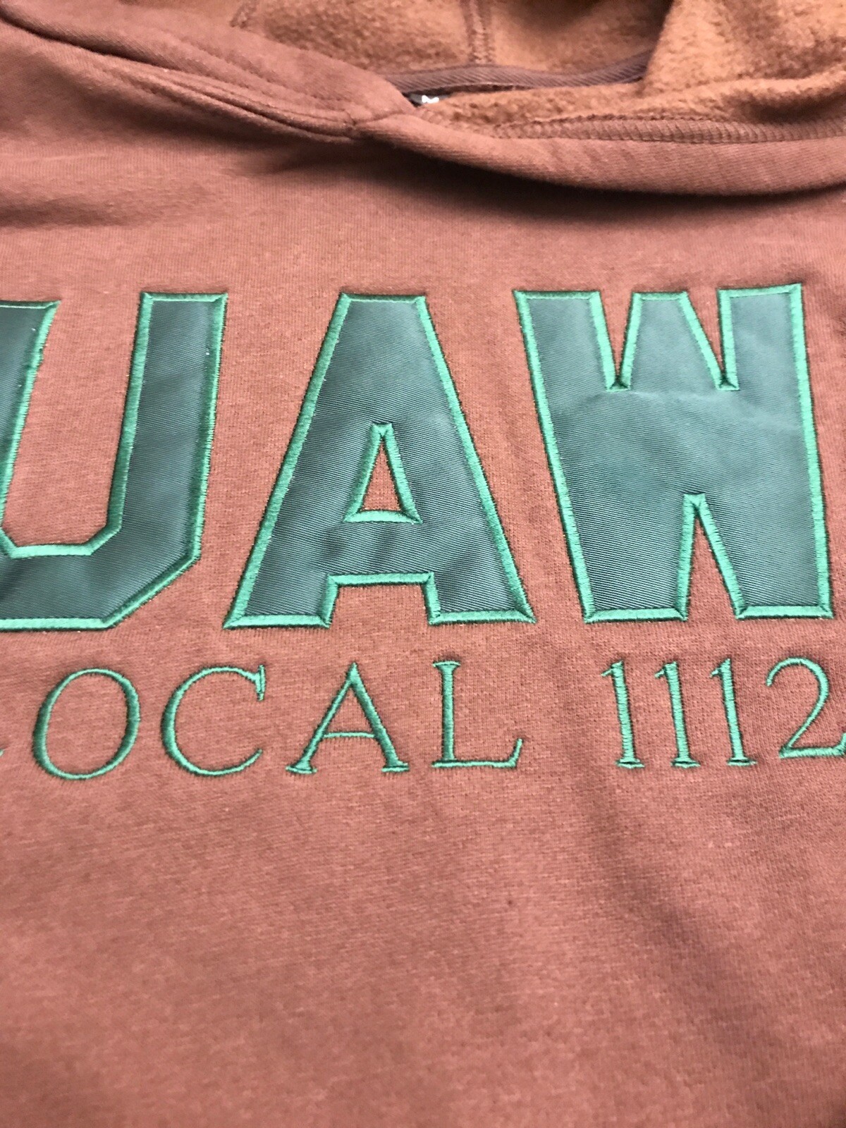 UAW LOCAL 1112 Hooded Sweatshirt By AKWA Classic MEDIUM Brown W ...