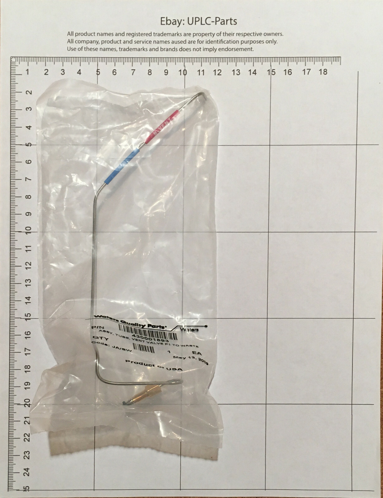 Waters HPLC / UPLC - Tubing Assembly, Vent Valve Port 1 to Waste (PN ...