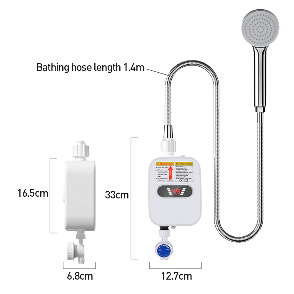 3500W Tankless Hot Water Heater Shower Electric Portable Instant Boiler ...