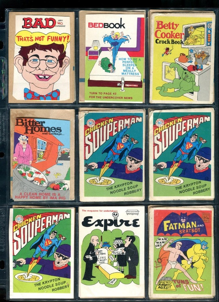 1973-74 FLEER CRAZY COVERS 1st SERIES LOT 45 CARDS AND 8 PIECE PUZZLE ...