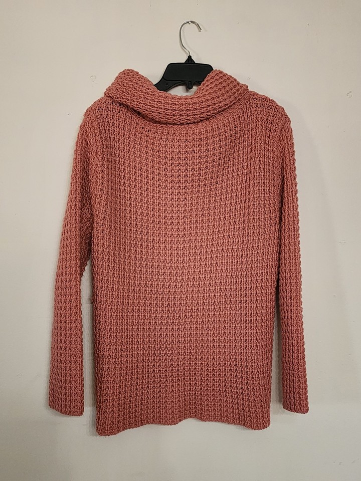 Zenana Outfitters Women's Pink Bulky Knit Cowl Neck Sweater Size Medium ...