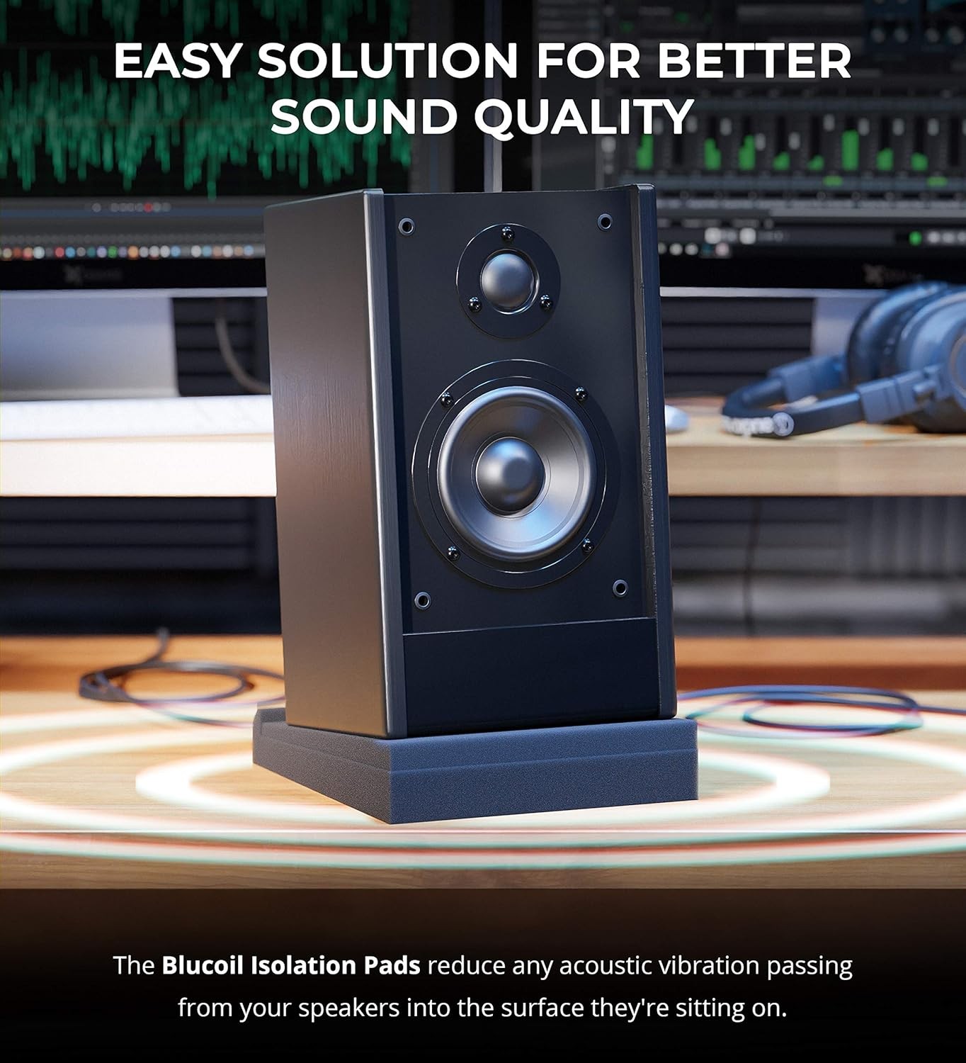 Blucoil Acoustic Isolation Pads for Sound Proofing Studio Monitors ...