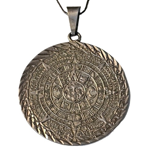 Sterling Silver Mayan Calendar Round Pendant Necklace | eBay