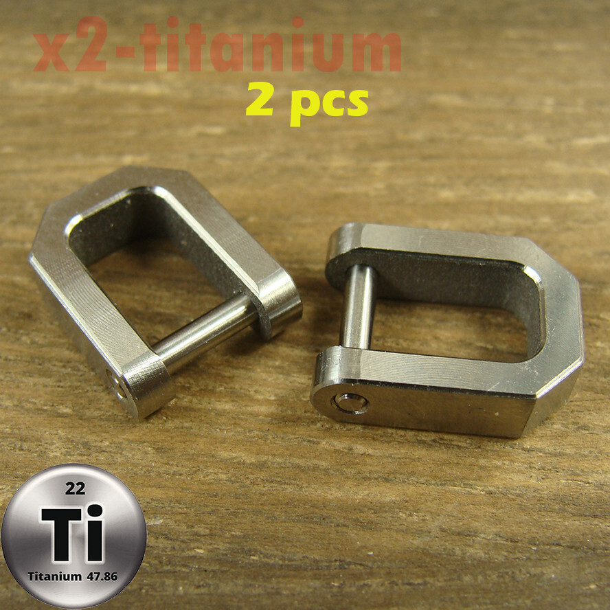 2pcs Small Titanium Ti D / U shackles connector for Key chain EDC gear ...