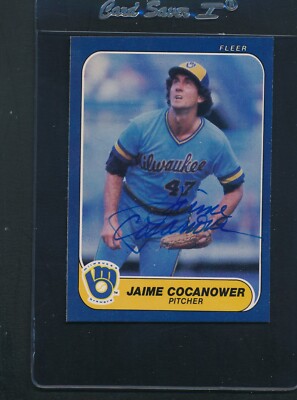 1986 Fleer #483 Jaime Cocanower Brewers Signed Auto *C3293 | eBay