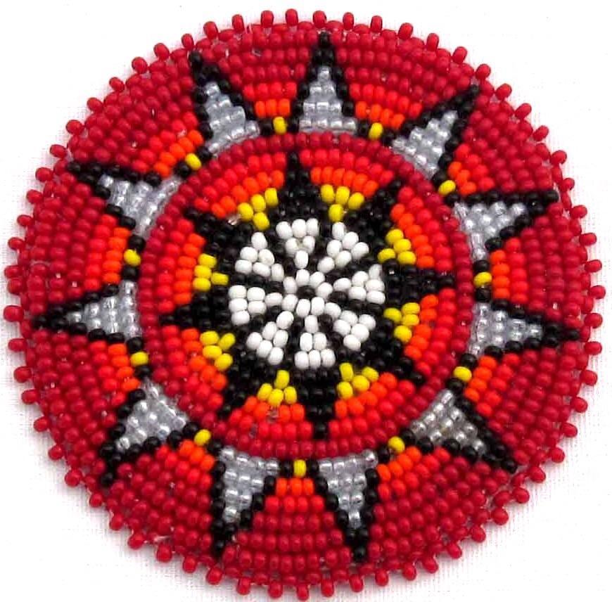 Cultural Embroidery Handmade Beaded Rosette Medallion Patch - Native ...