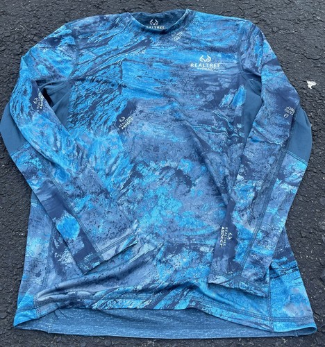 Realtree Fishing Shirt, Men's Size Small, Blue, Camo Polyester Realtree ...