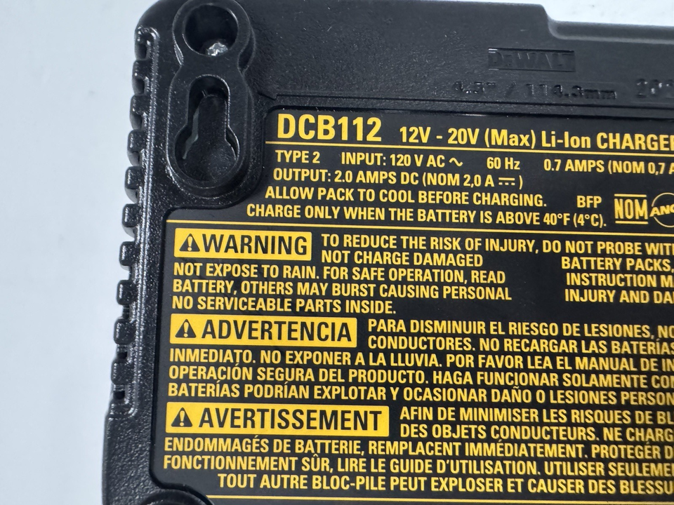 Dewalt Battery Charger, 12V & 20V Max Li-Ion DCB112, Replaces DCB100 ...