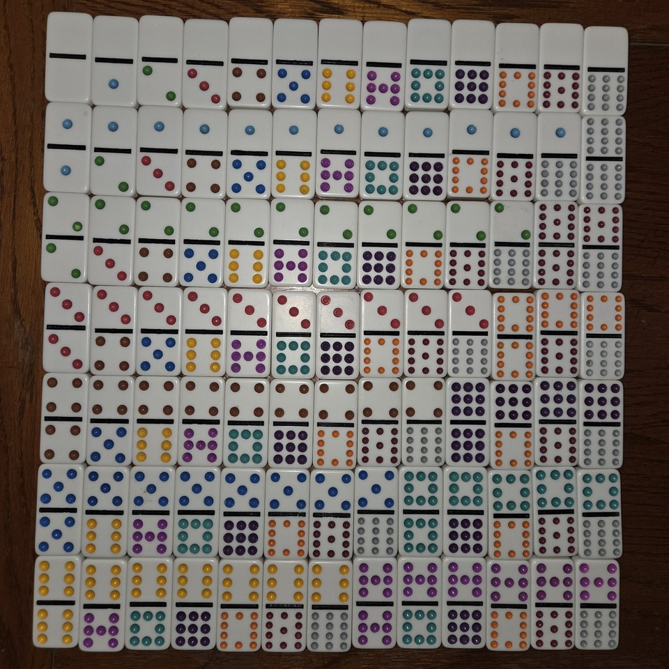 Vintage 1994 Dominoes by Cardinal 91 Pieces Jumbo Color Dots w/ Vinyl ...