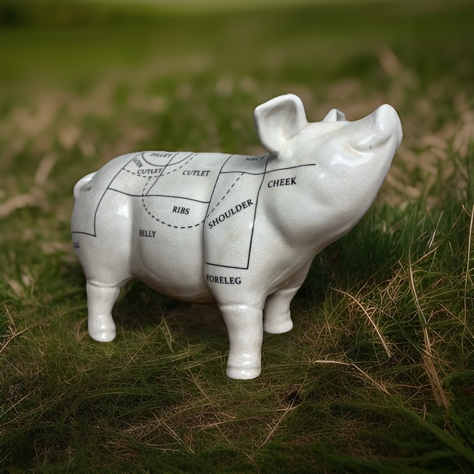 Ceramic Pig Ornament Decorative Butcher’s Cuts Style Kitchen Décor ...