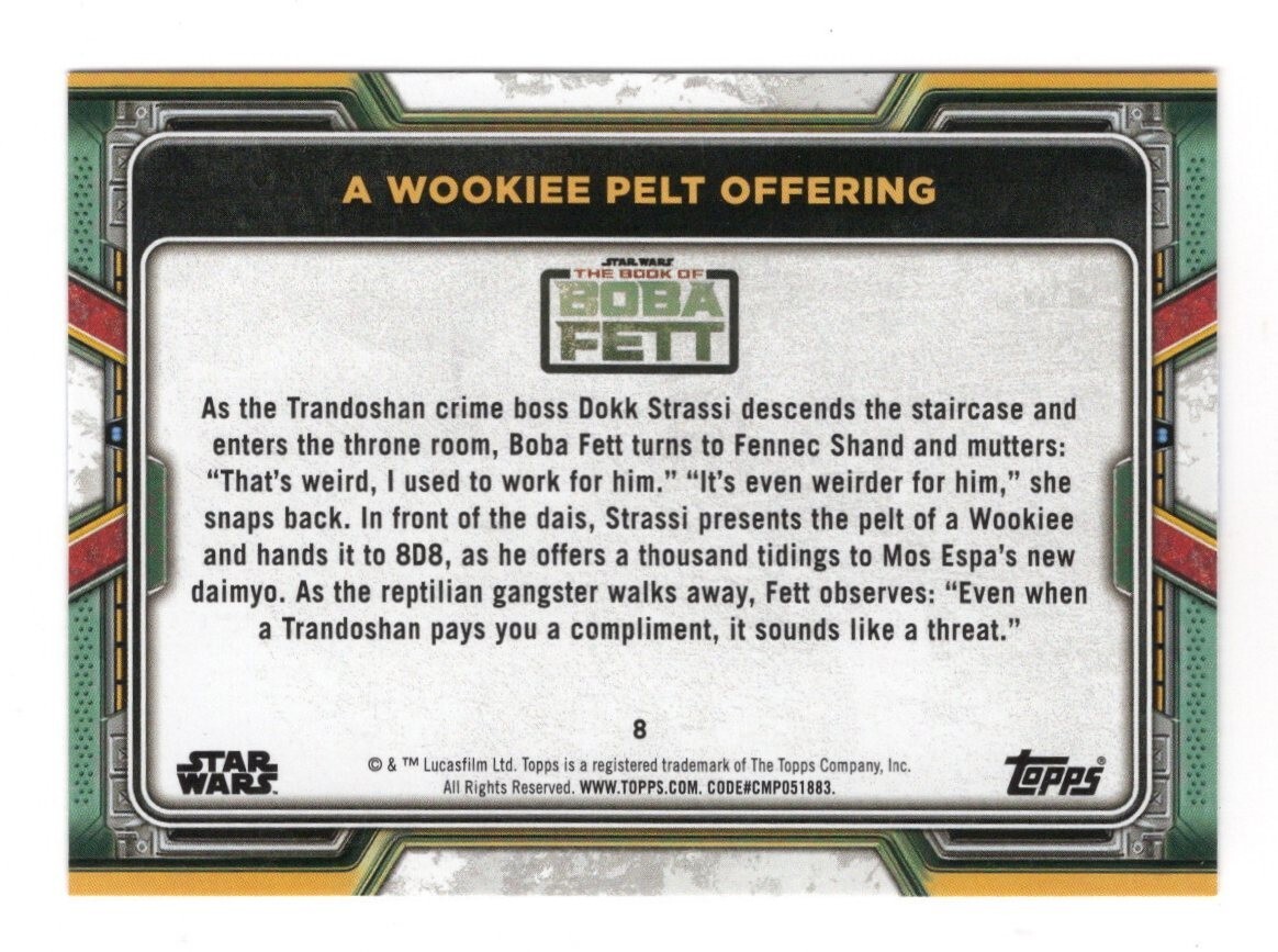 2022 TOPPS STAR WARS BOOK OF BOBA FETT BLUE PARALLEL 8 A WOOKIE PELT ...