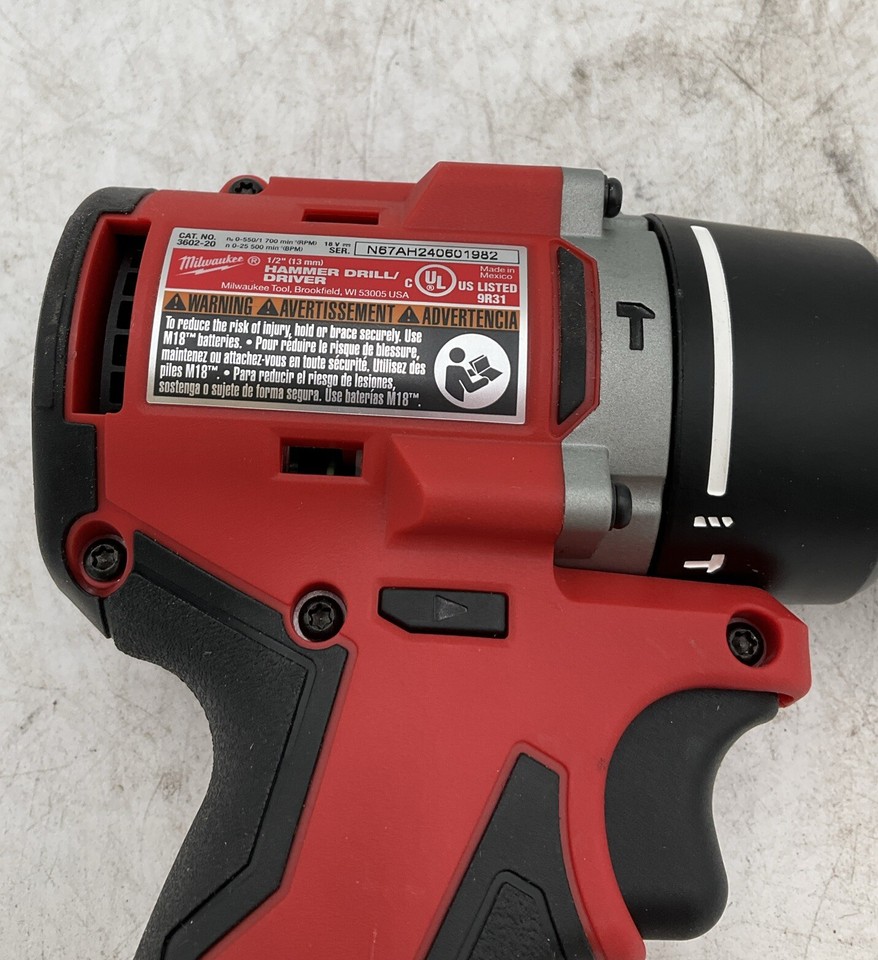 Milwaukee 3602-20 M18 18V 1/2" Compact Brushless Hammer Drill - TOOL ...