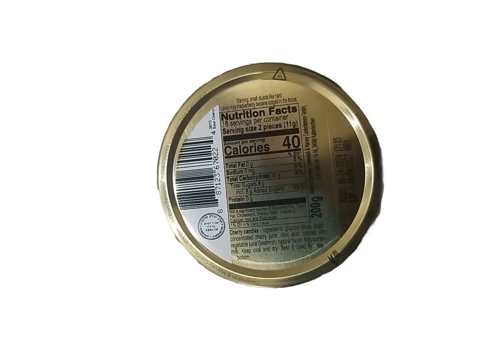 Cavendish & Harvey Sour Cherry Premium Drops Candy 7 oz 200g Tin Exp 06 ...